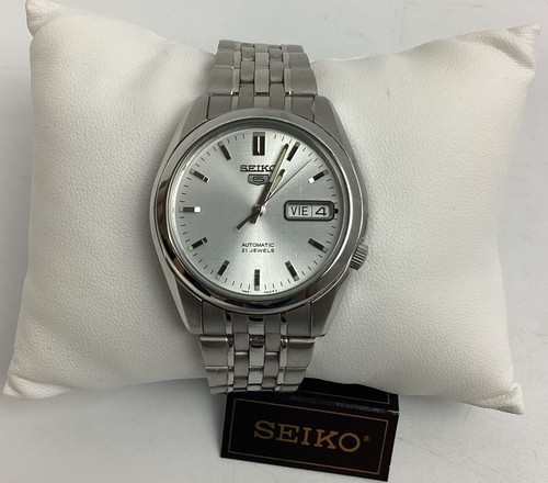 SEIKO 5 SNK355 Men's Automatic Sports White Dial Stainless Steel Watch ...