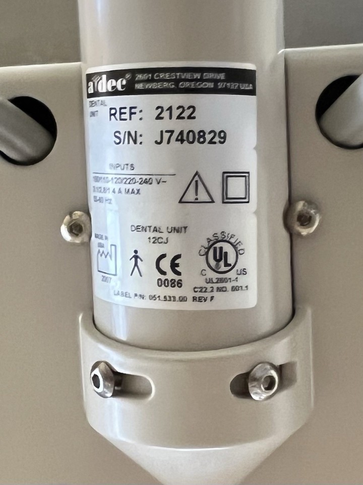 Adec 511 Dental Chair With Doctor/Assistant Delivery Units & Exam Light ...