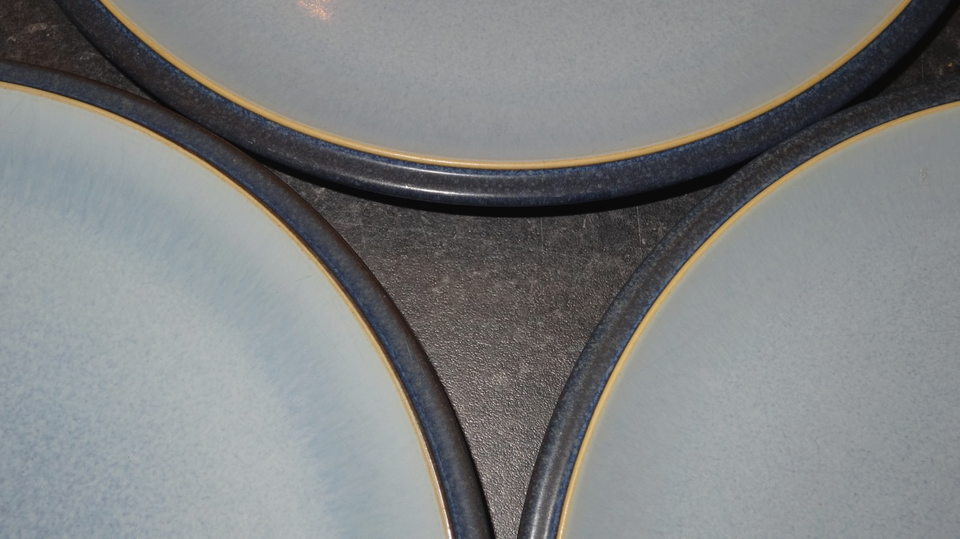 3 x DENBY BLUE JETTY DINNER PLATES SET 27cm 10.5'' - VERY GOOD ...