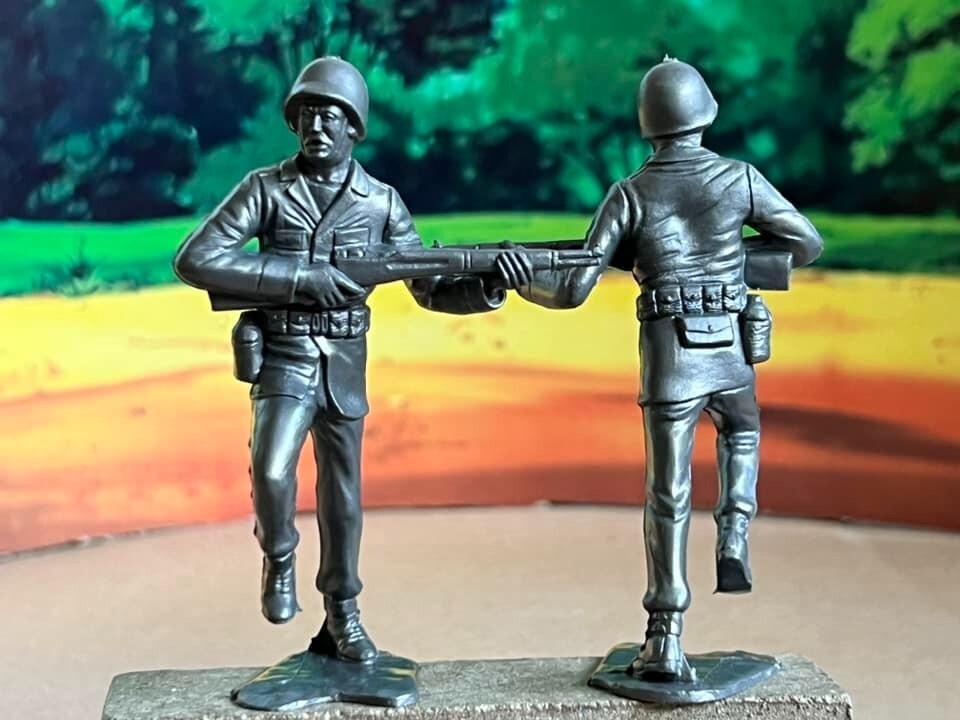 MARX RECAST 80 MM WWII AMERICAN G.I.'s 12 FIGURES, 6 POSES (GREY ...