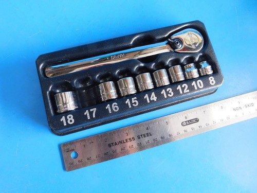 USED, SNAP ON TOOLS 3/8 DR. "LOW PROFILE / METRIC / SOCKET RATCHET SET ...