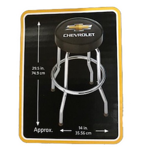 Chevy Chevrolet gold bow tie Bar Stool chair shop work bench garage man ...