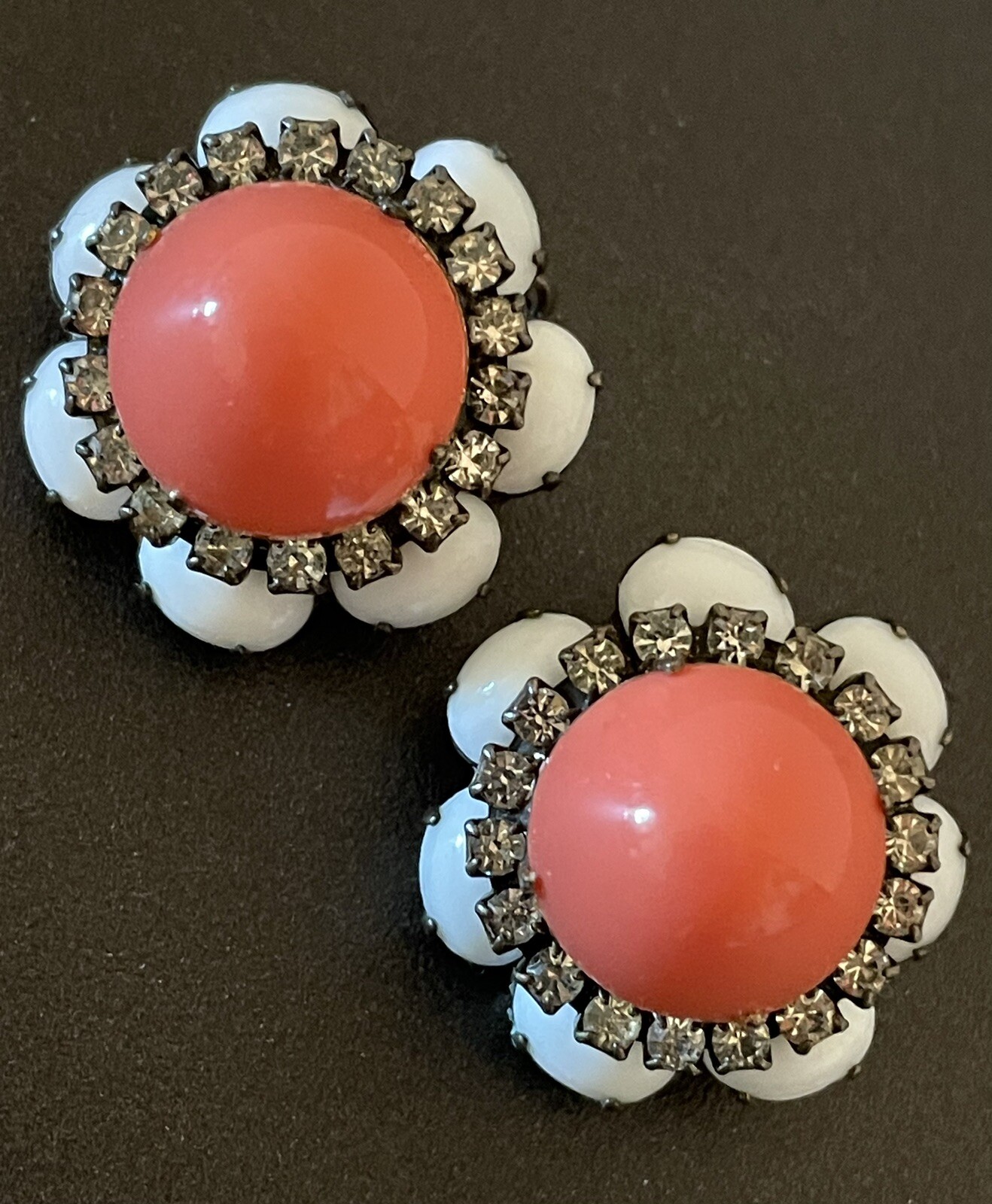 VTG ‘60s KJL Signed High Dome Faux Coral & Milk Glass… - Gem