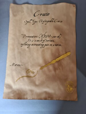 Harry Potter, Crucio Spell Sheet with gold leaf. Replica / prop. | eBay