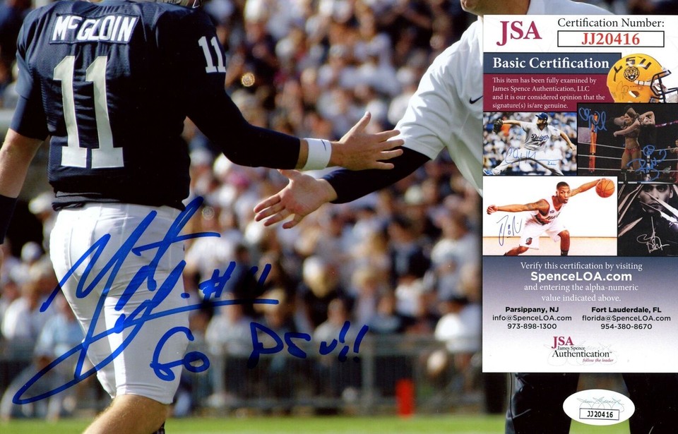 Matt McGloin PSU Penn State Signed/Inscribed "Go PSU!!" 8x10 Photo JSA ...