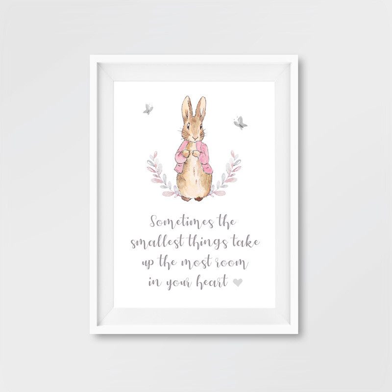Pink Peter Rabbit Girls Nursery Wall Art Prints Childrens Bedroom ...