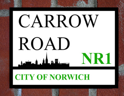 NORWICH CITY CARROW ROAD Metal Street Sign FOOTBALL STREET Man cave ...