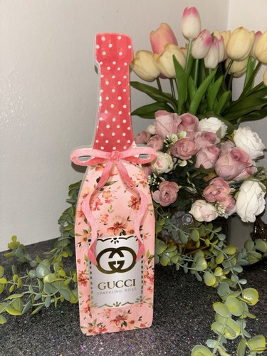 LUXURY INSPIRED WOOD PERFUME BOTTLE HOME DECOR GG PINK WITH PINK BOW ...