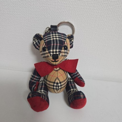 BURBERRY Bear Checkered Pattern Bear Keychain Charm Navy Beige Red ...