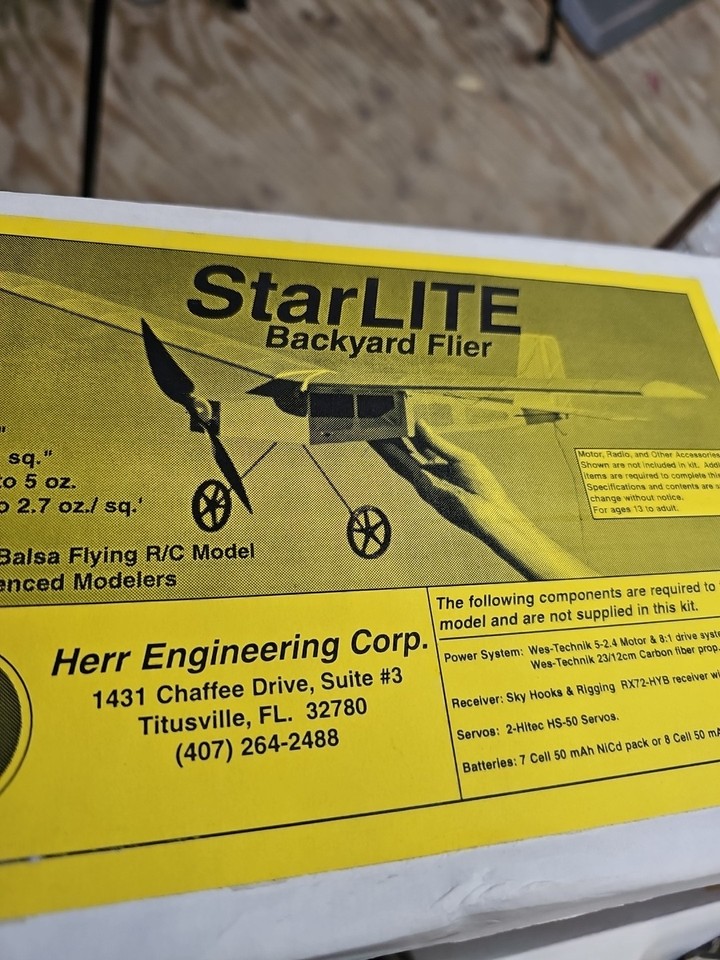 Herr Engineering StarLite Backyard Flier Laser Cut Balsa RC Model Kit ...