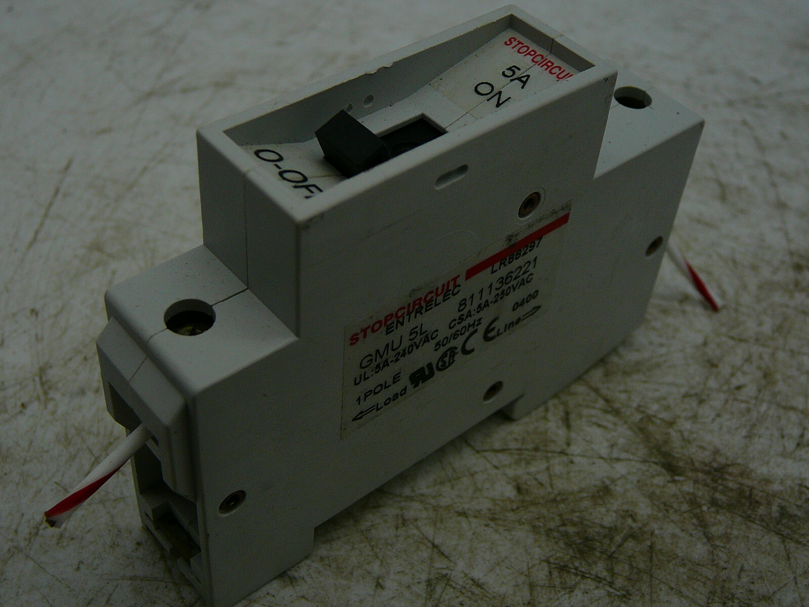 ENTRELEC LR88297 P/N 811136221 STOPCIRCUIT GMU 5L 1 POLE 5A 240V CIRCUIT BREAKER | eBay