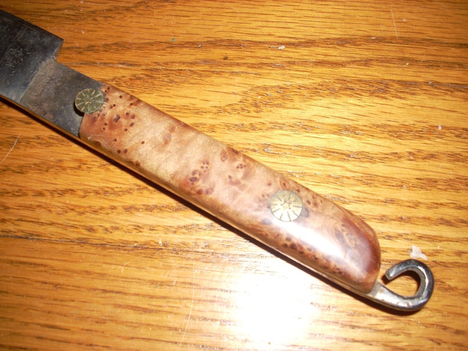 Vintage CALAWA Fixed Blade Knife Hunting Damaged Handle Fancy Rivets ...