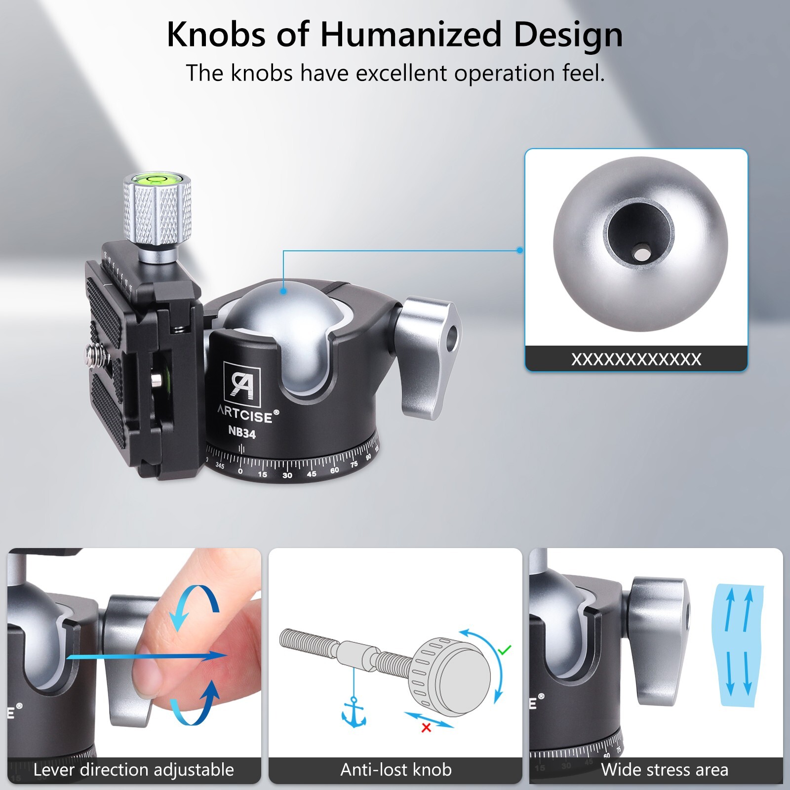 Low Profile Camera Tripod Head Ball Head CNC Panorama Head Arca Swiss ...