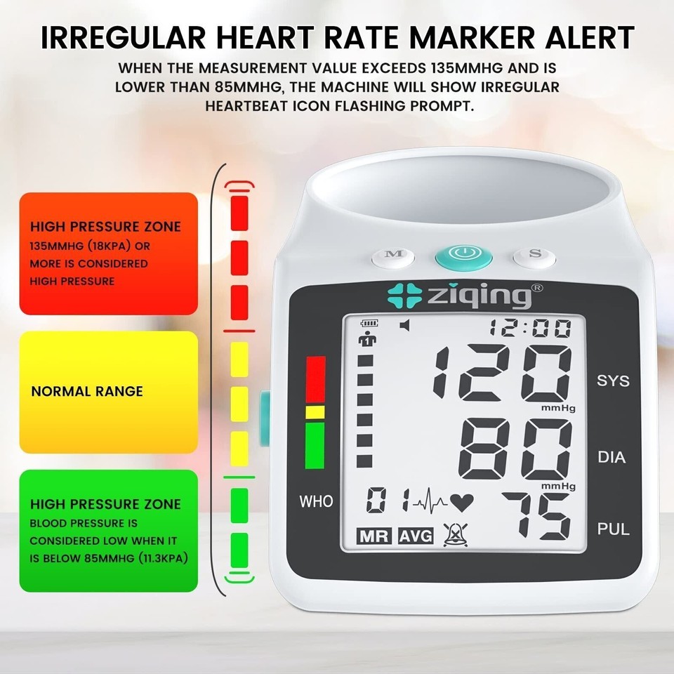 Blood Pressure Monitor Upper Arm Heart Beat Meter BP Machine Cuff for ...