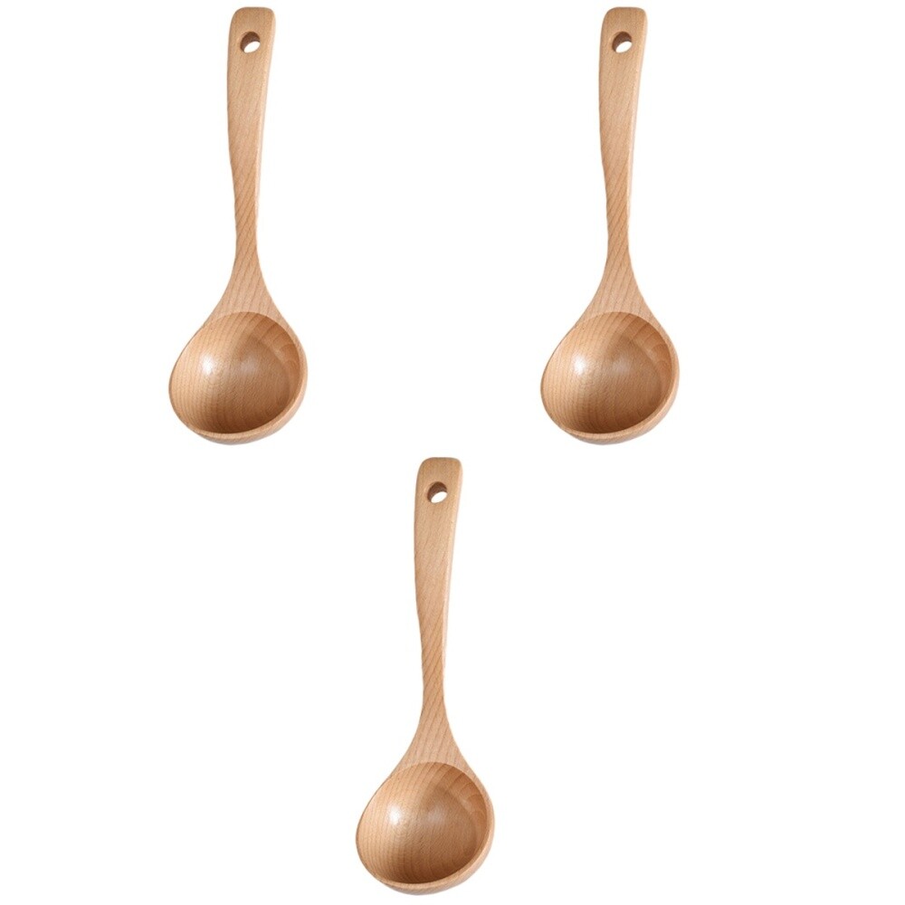 Beech Spoon Espresso Spoons Porridge Ladle Kitchen Cooking Deep Serving ...