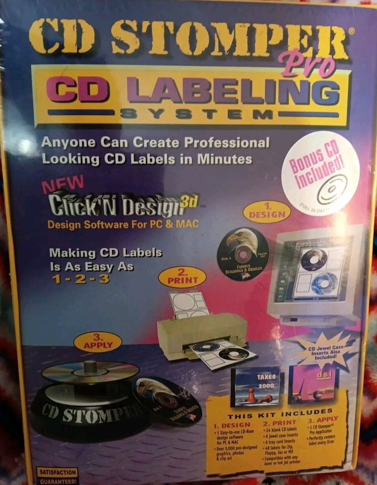 NEW CD Stomper Pro CD Label Design Applicator System Kit PC Mac ...
