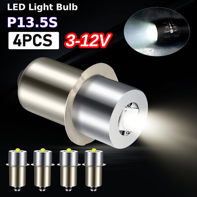 4Pcs P13.5S LED Flashlight Bulbs Upgrade Work Light D/C Cell 6000K ...