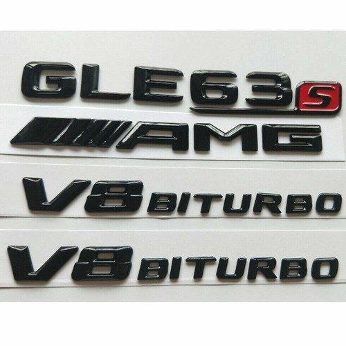 glossy Black GLE63s AMG V8 BITURBO Letters Trunk Fender Badges Emblem ...