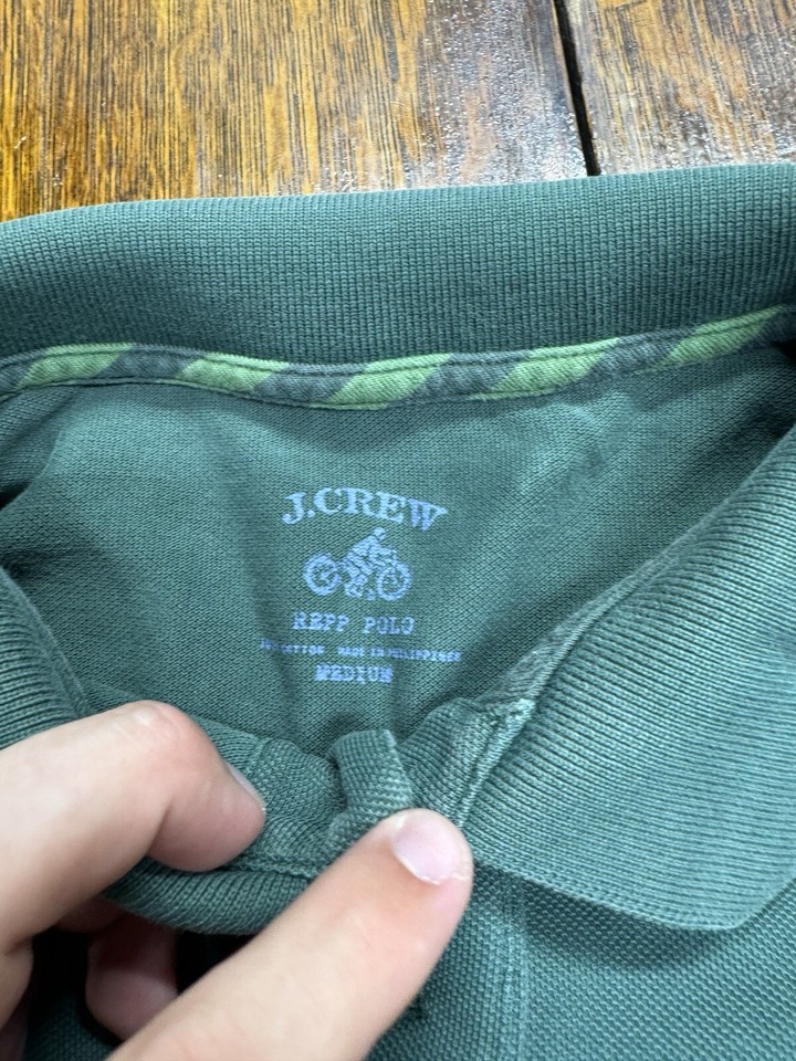 J. Crew Polo Shirt Mens Medium Green Repp Short Sleeve Casual Preppy | eBay