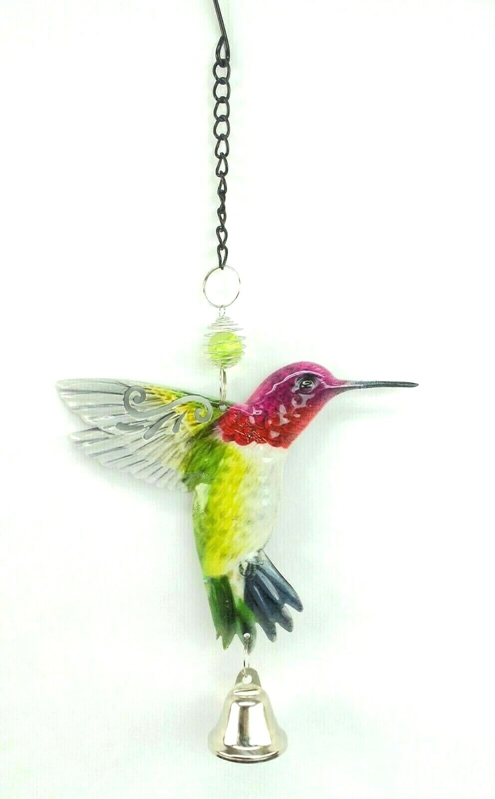 Green and Purple Hummingbird Wind Chime Bell Ornament Garden Yard Decor ...