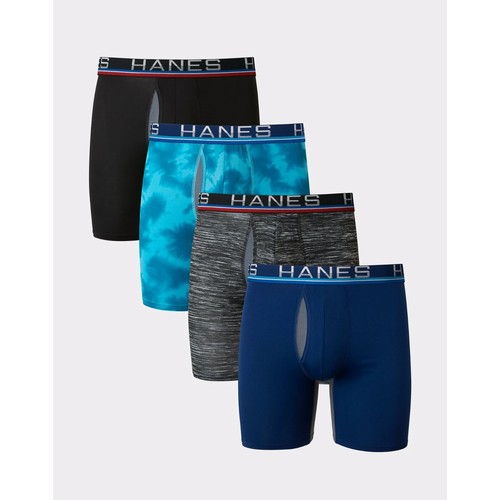 Hanes Long Leg Boxer Brief 4-Pack Men X-Temp Total Support Pouch Medium ...