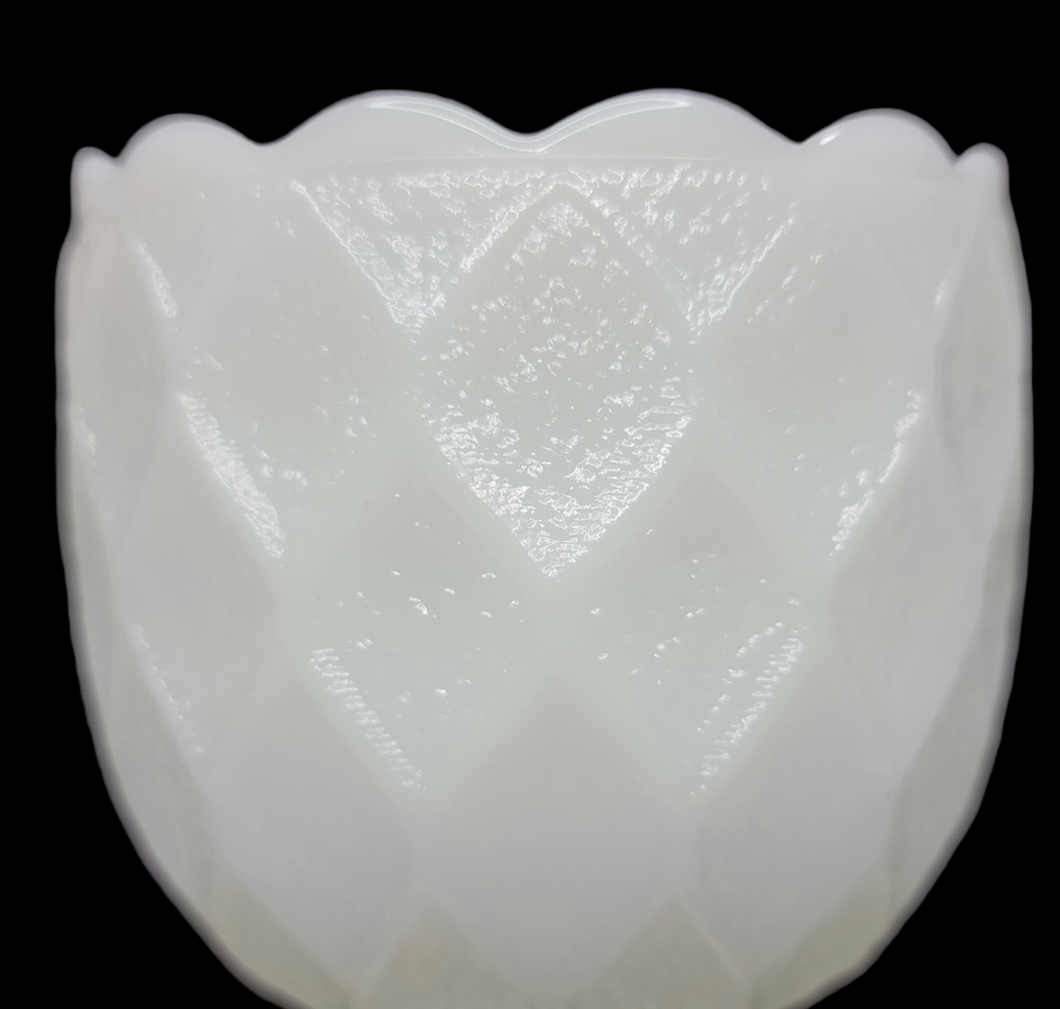 Harlequin Vintage Milk Glass Goblet with Quilted Diamond Pattern Vase ...