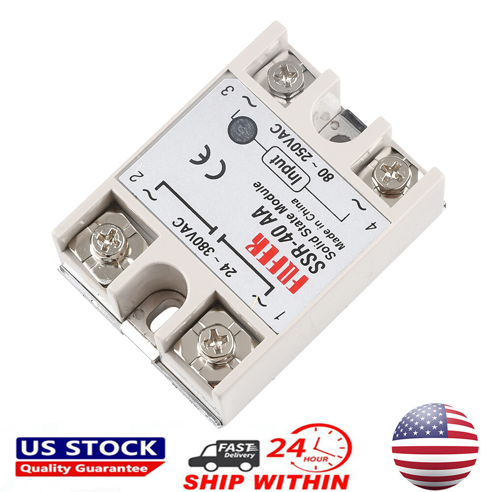 SSR-40AA 40A Solid State Relay Module SSR 80-250V AC / 24-380V AC USA ...