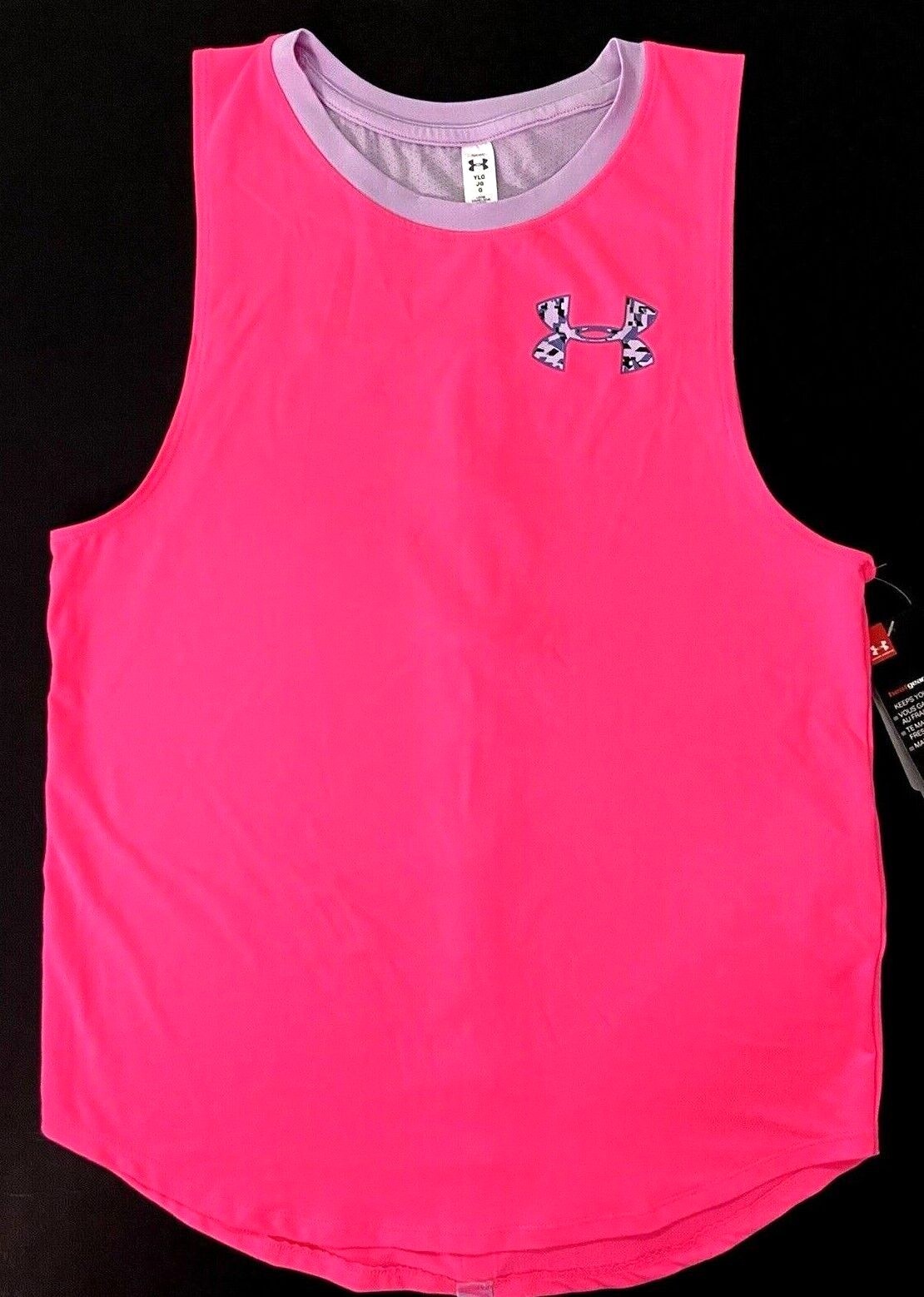 Under Armour Girls Large Sleeveless Hot Pink heatgear hi-lo Loose fit ...