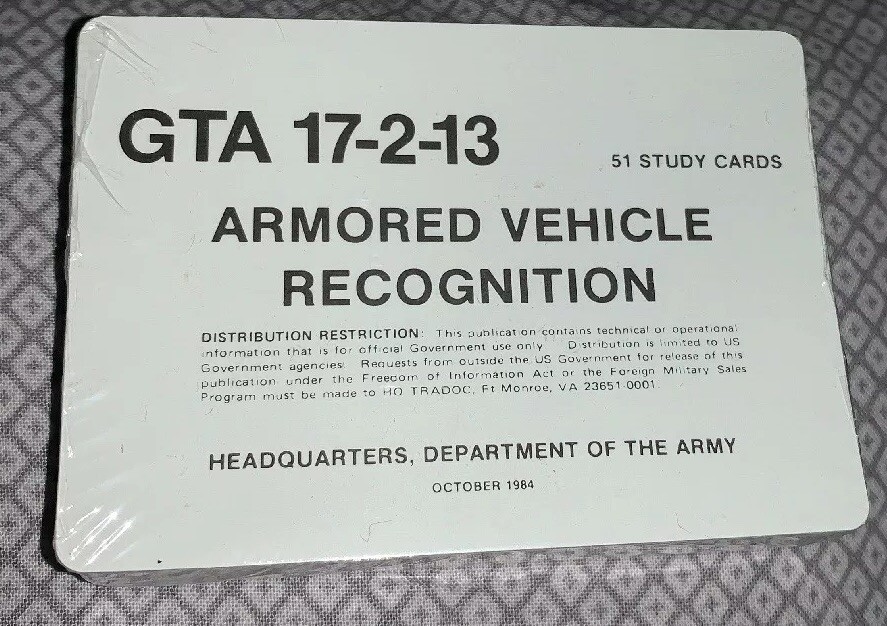 US Army Graphic Training Aid GTA 17-2-13 Armored Vehicle Recognition ...
