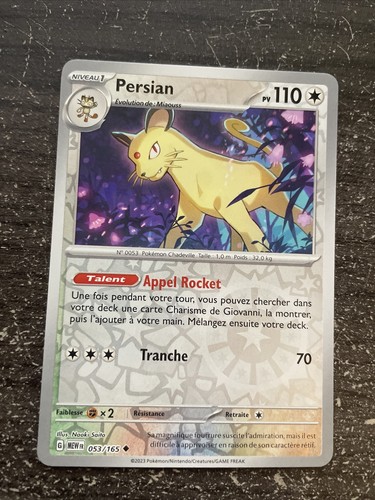 PERSIAN REVERSE - POKÉMON 053/165 EV3.5 ECARLATE ET VIOLET MEW 151 NEUF ...