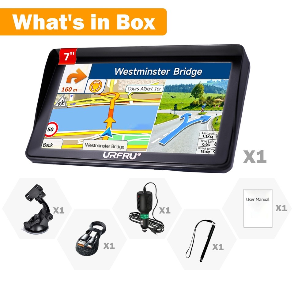 URFRU 7-Inch GPS Navigator for Car Truck RV Pickup-Used-Working Good ...