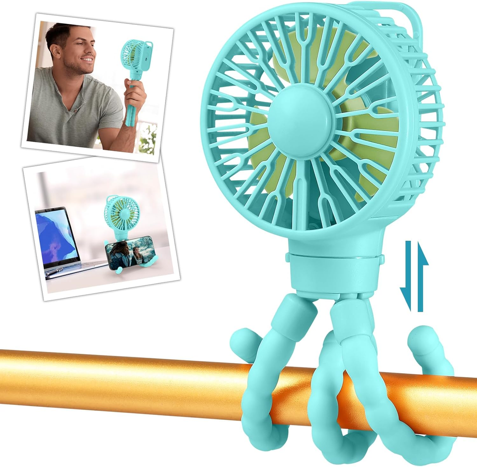 Mini Portable Stroller Fan, Battery Operated Personal Small Handheld ...