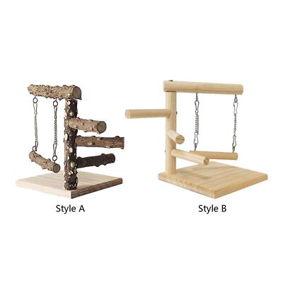 Bird Perch Stand Tabletop Exercise Gym Playground Wooden Perch ...