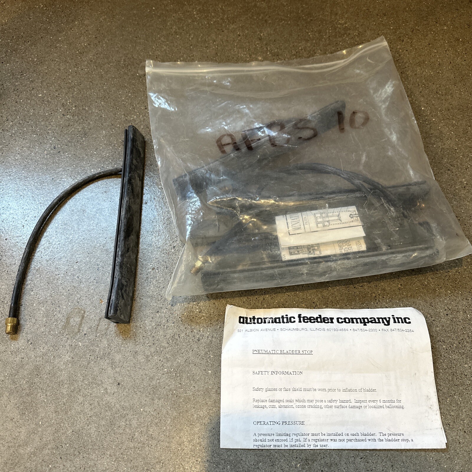 Automatic Feeder Company AFBS-10B Pneumatic Conveyor Bladder Stop (Pack ...