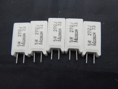 Micron MNS05N270J Resistor 27 Ohm 5W 5% Radial - LOT OF 5 - USA FAST ...