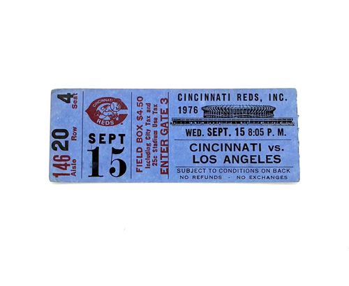 ⚾️ One Cincinnati Reds Ticket Stub 9/15/76 Riverfront Stadium v Dodgers ...