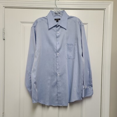 AXIST Essentials Easy Care Blue Button Up Dress Shirt Size 16 32/33 | eBay