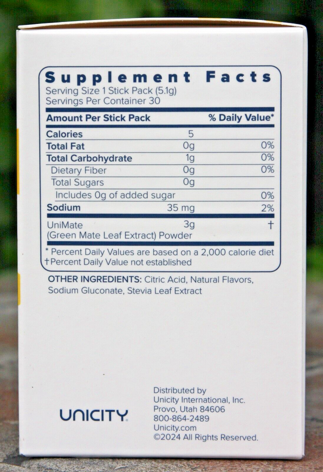 Unicity Unimate Dietary Supplement NATURAL LEMON, 30 Stick Packs - Exp ...