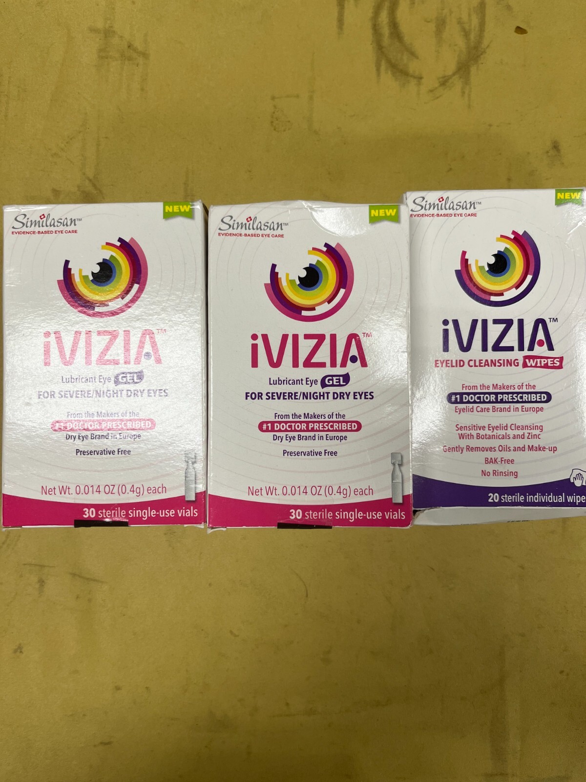 3 New iVIZIA, 2 Lubricant Eye Gel for Night Dry Eyes & 1 Eyelid ...