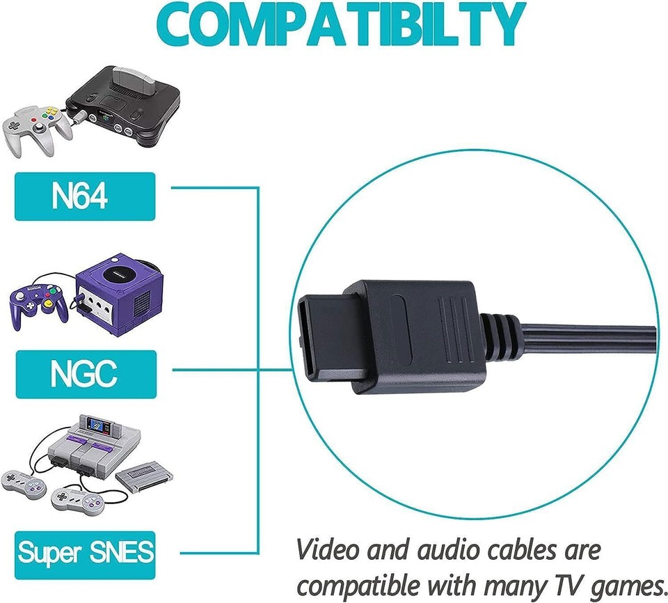 AV RCA Audio+AC Cable Power Supply Adapter Cord Set For Super Nintendo ...