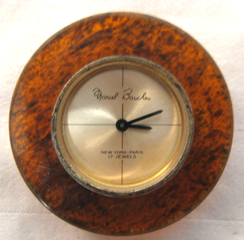 Vintage Marcel Boucher Pocket Watch Lucite RUNS! Goldtone Brown Lucite ...