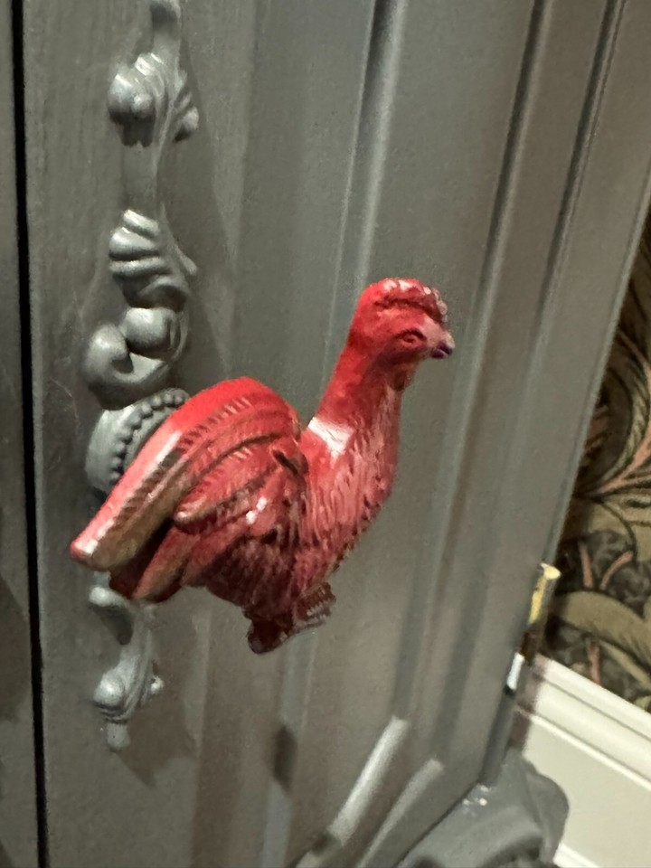 Rustic Cast Iron Drawer Pull Handle Red Rooster Cabinets Knob Chicken ...