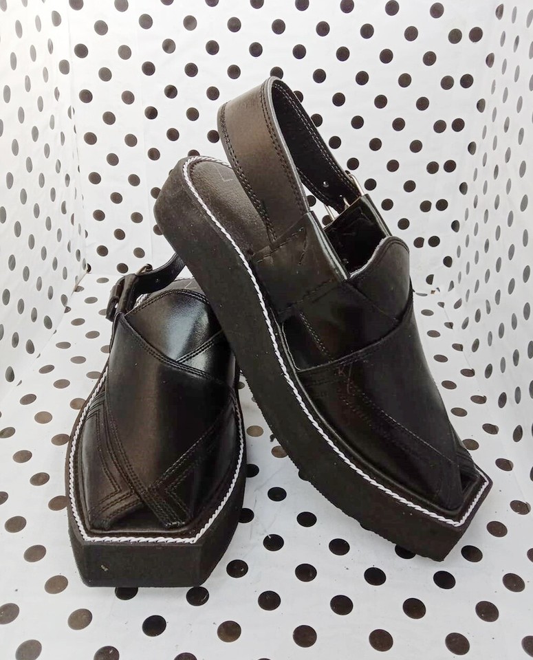 US 6,7,8,9,10,11 MEN'S HANDMADE BLACK LEATHER TRIPLE SOLE PESHAWARI ...