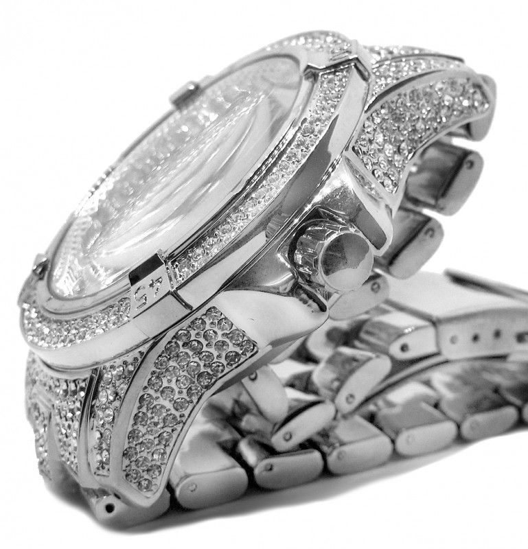 Men Hip Hop White Gold Plated Iced Bling Quavo Metal Band Clubbing ...