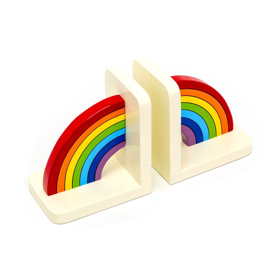 Pair Of Childrens Rainbow Bookends | Decorative Wooden Rainbow Bookends ...