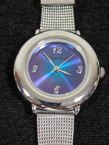 No Boundaries Womans Blue Purple Round Silver Tone Case Mesh Band Watch ...