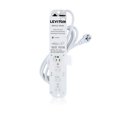 Leviton 5304M-1N7 Medical Grade Power Strip, 15-Amp, 125-volt, 4 ...