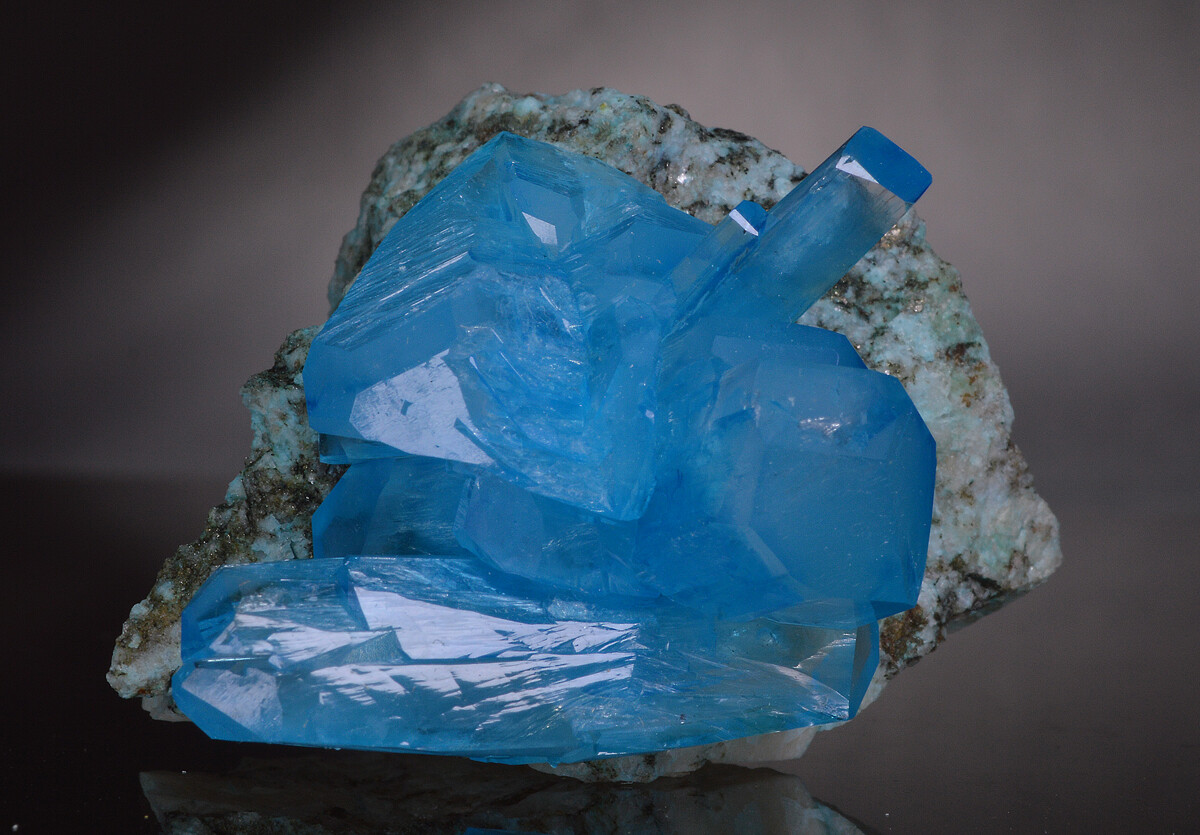 Arcanite crystals on matrix, blue cluster like beryl AQUAMARINE nice ...