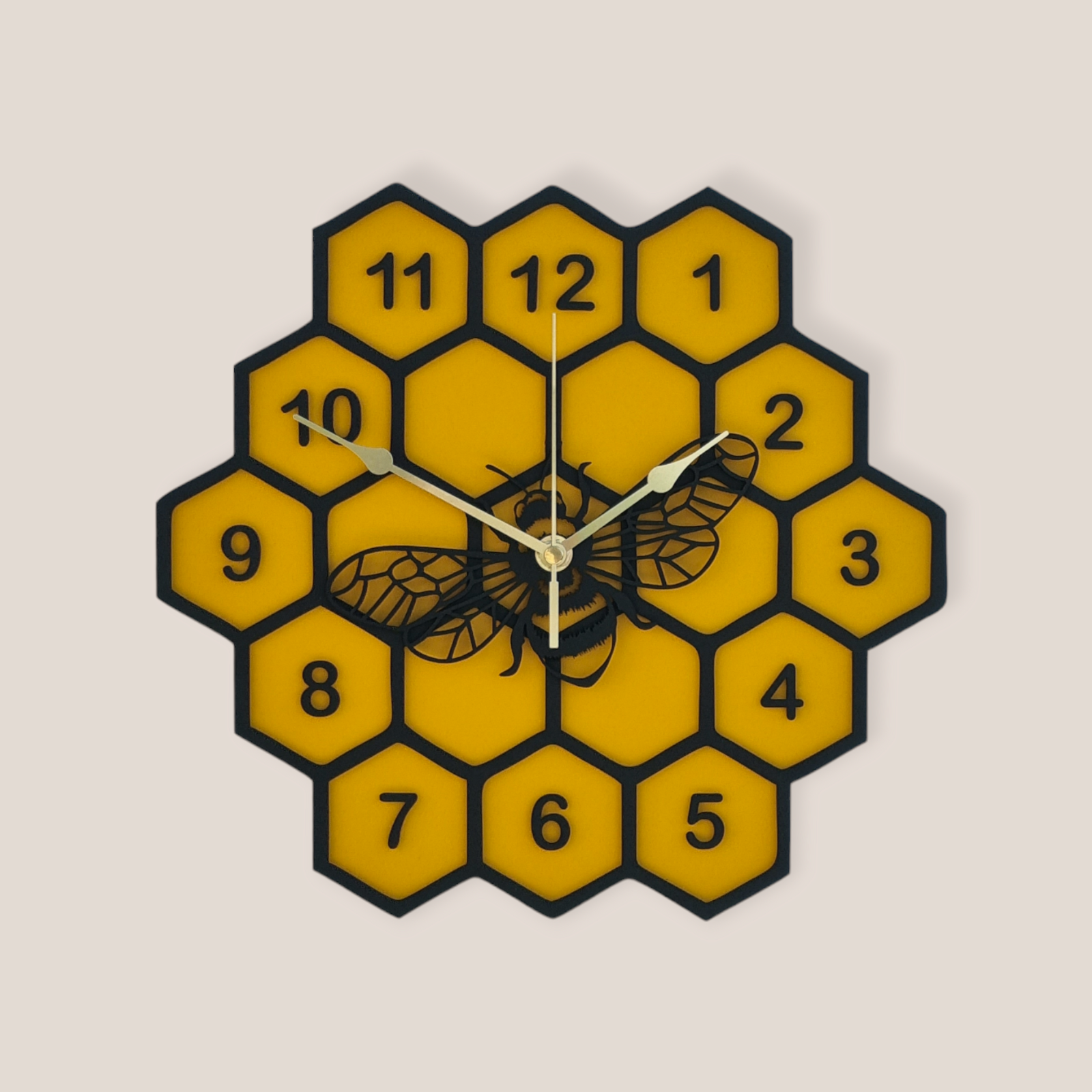 Honey Bee Wooden Wall Clock Silent Non Ticking Honeycomb Wall Art Decor ...