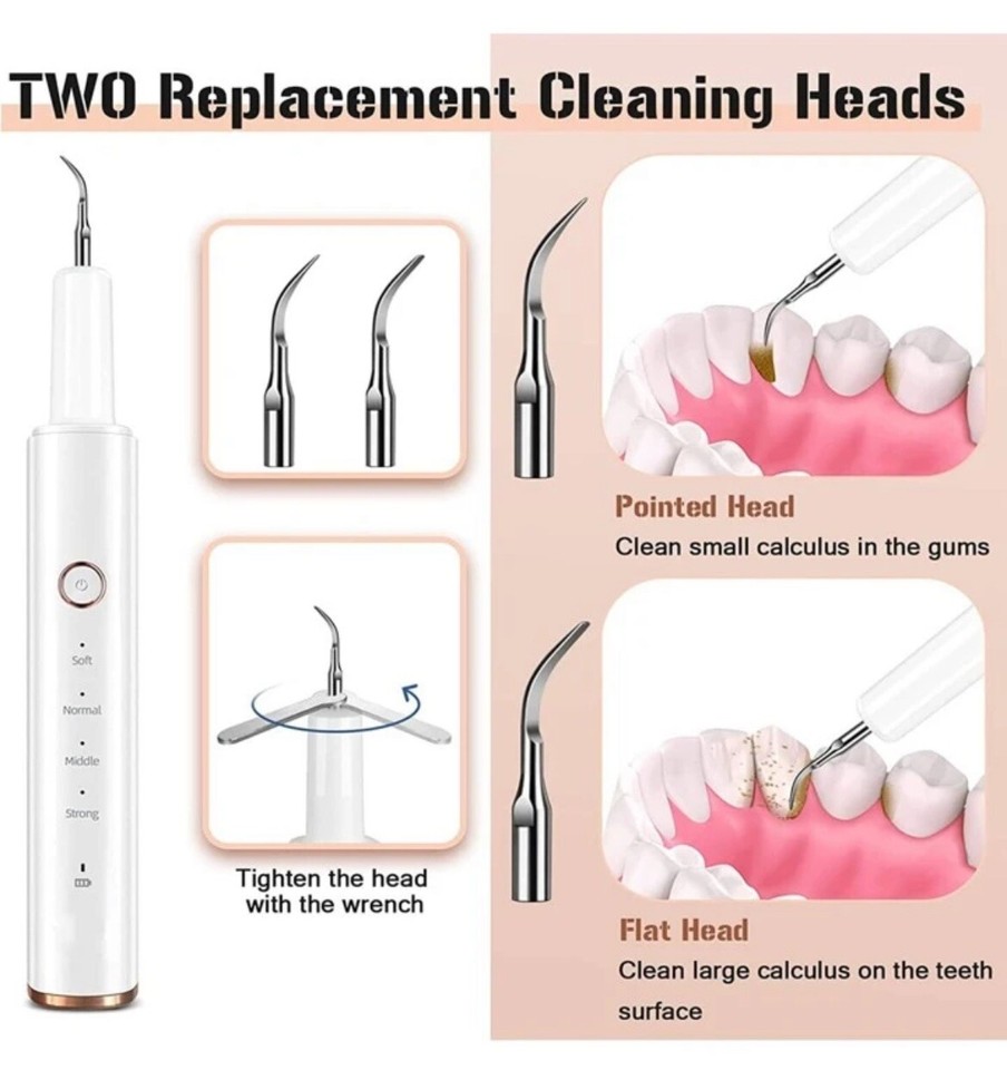 Oral Cleaner Kit RECHARGEABLE Plaque Remover Set/Stain Remover/LED- New ...